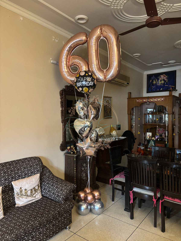 Balloon Bouquet with Age Numbers & Floating Balloons – Personalized Bi ...